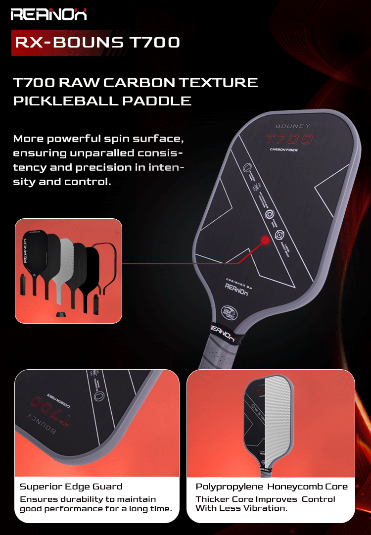 T700 Raw Carbon Fiber Surface PickleBall Paddle-REANOX