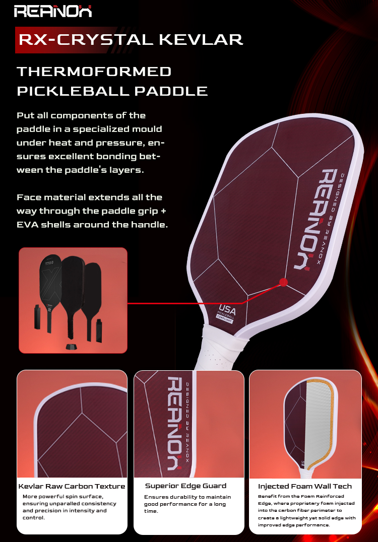 Red Kevlar Caebon Fiber Surface Pickleball Paddle-REANOX